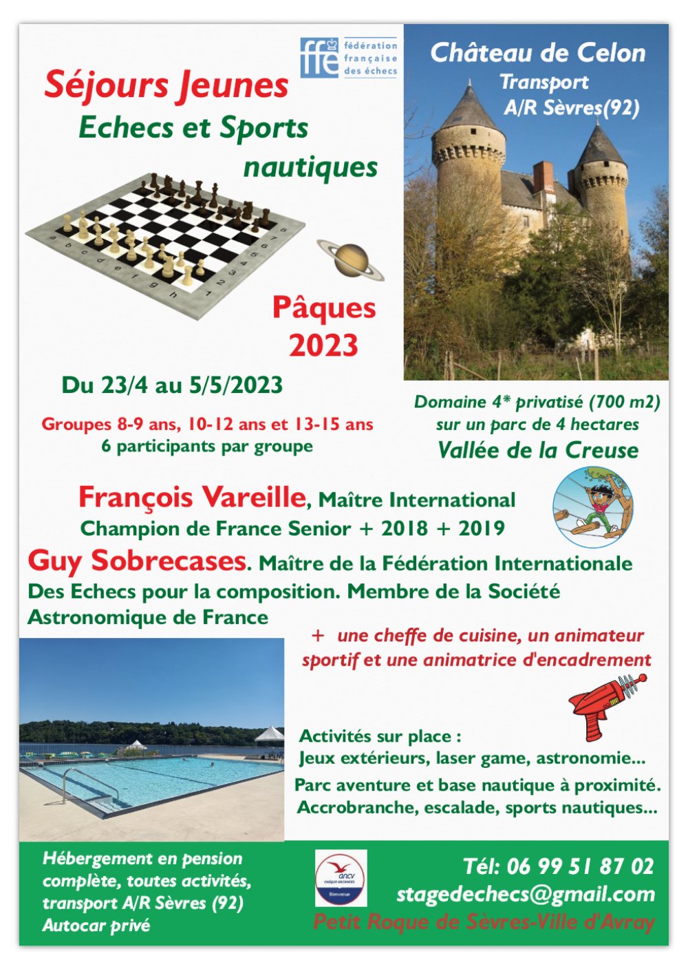 Château de CELON (36) - Stages Jeunes - Vacances de Pâques 2023